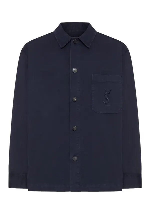 Saint Laurent Cassandre Overshirt In Cotton And Linen Gabardine - Multicolor