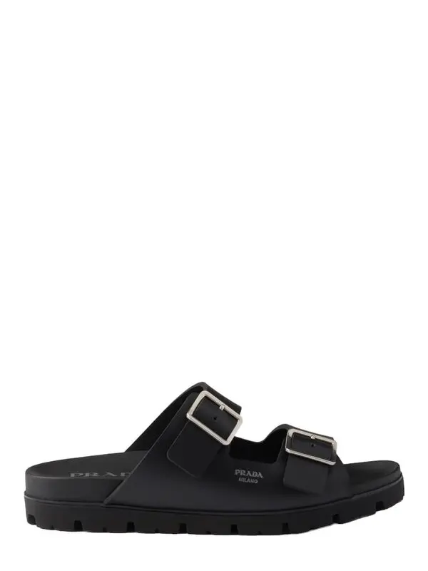 Prada Buckled Lug Sole Sandals - Black