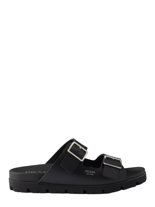 Prada Buckled Lug Sole Sandals - Black