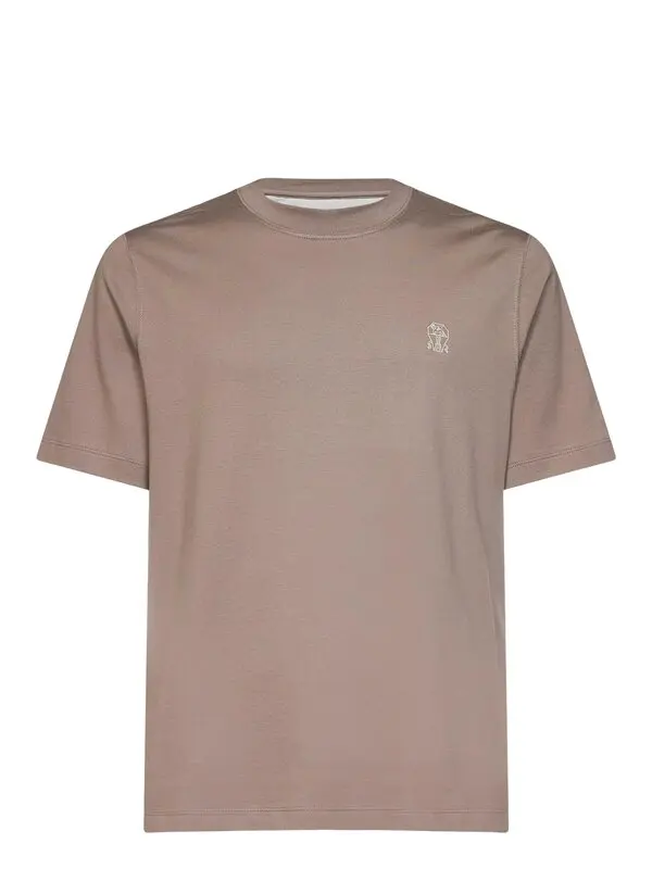 Brunello Cucinelli Rock Cotton Jersey Logo Crewneck T-shirt - Multicolor