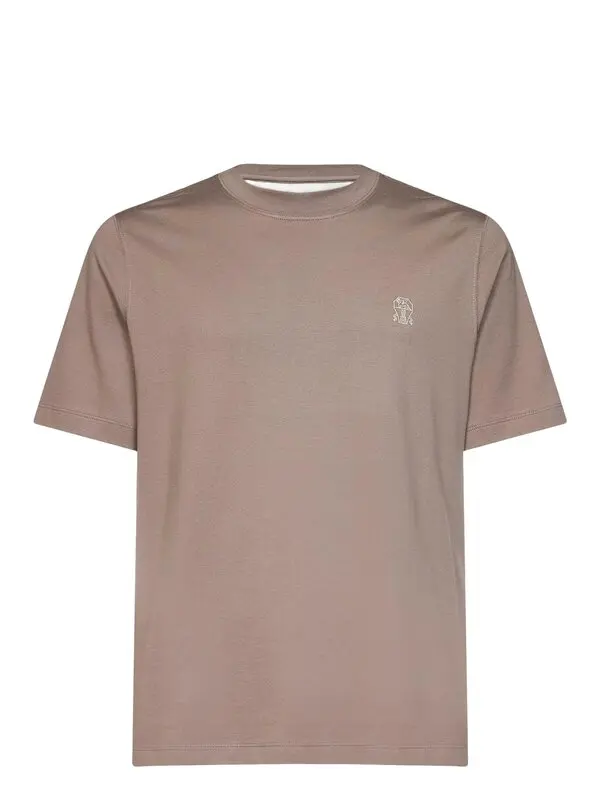 Brunello Cucinelli Rock Cotton Jersey Logo Crewneck T-shirt - Multicolor