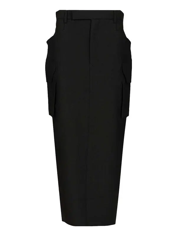 Rick Owens Firebanks Wool Midi Skirt - Black