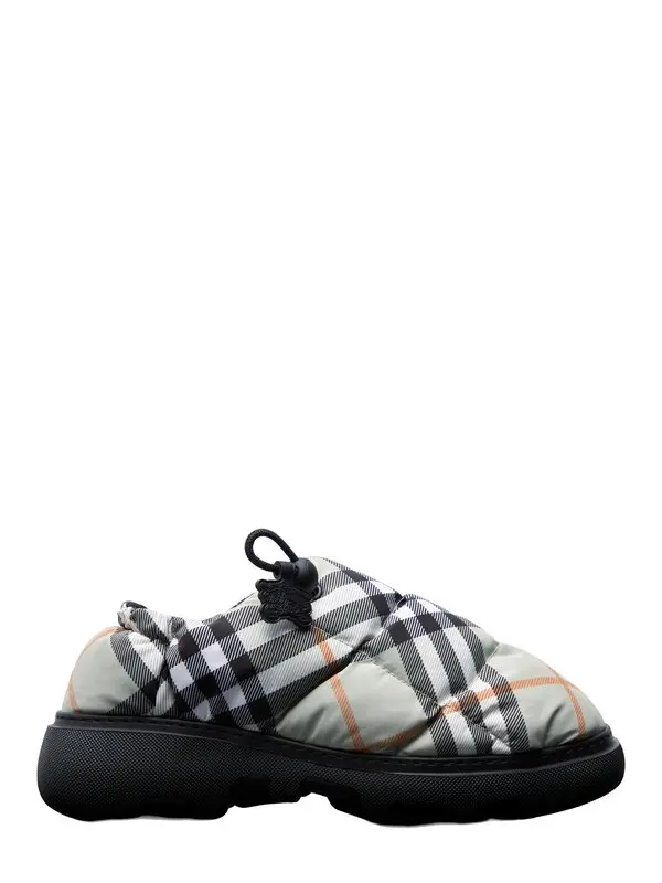 Burberry Check Nylon-blend Pillow Mule - Cream