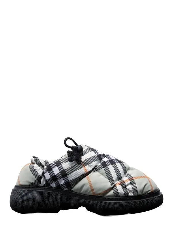 Burberry Check Nylon Blend Mule - Cream