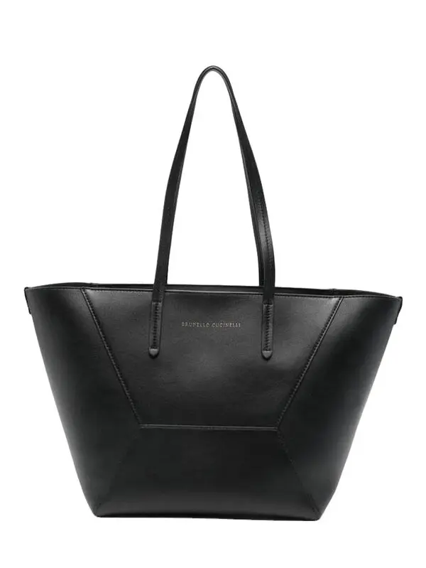 Brunello Cucinelli Leather Shopper Bag - Black