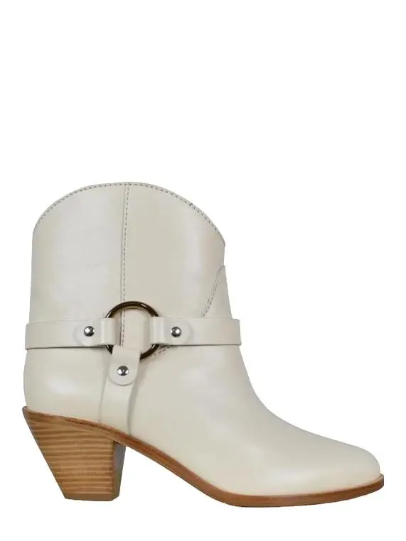 FRANCESCO RUSSO Leather Santiag Boots - Cream