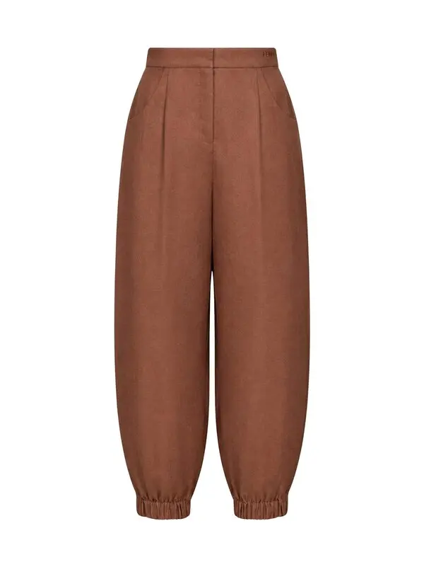 Fendi Brown Linen And Cotton High-rise Balloon Trousers - Multicolor