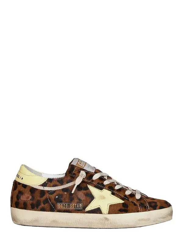 GOLDEN GOOSE Leopard-print Pony Skin Super-star Sneakers - Multicolor
