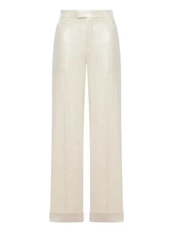 Brunello Cucinelli Wide-leg Tailored Linen Trousers - Multicolor