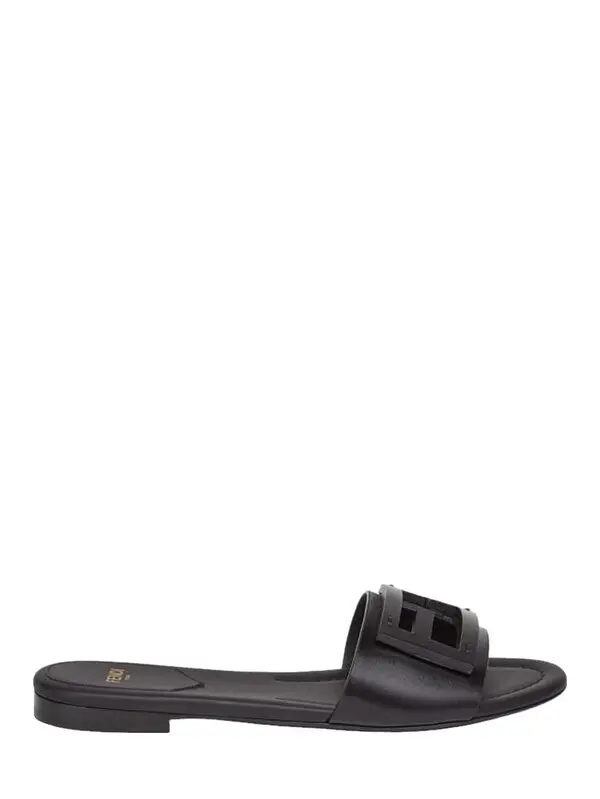 Fendi Slide Baguette In Leather - Black