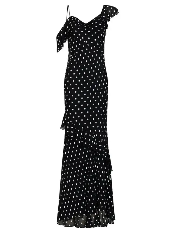 SELF-PORTRAIT Polka Dot Georgette Maxi Dress - Multicolor