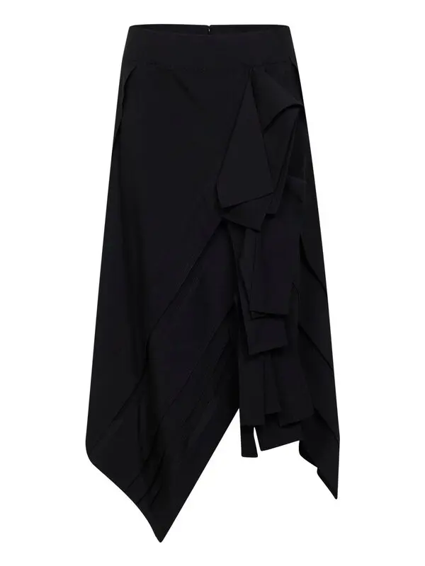Bottega Veneta Wool Asymmetric Midi Skirt With Ruffles - Multicolor