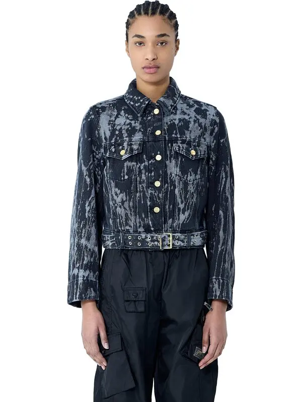GANNI Heavy Denim Belted Jacket - Blue