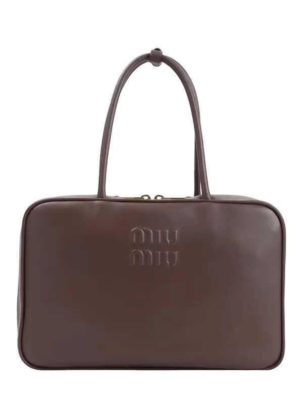 Miu Miu Beau Radica Calf Leather Shoulder Bag - Brown