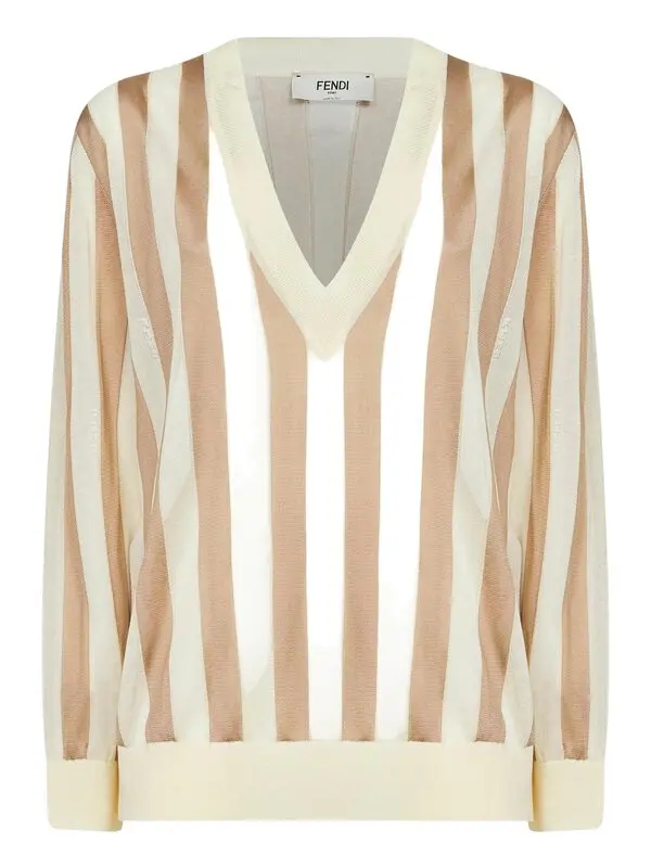 Fendi Pequin Striped Silk And Cotton Sweater - Multicolor