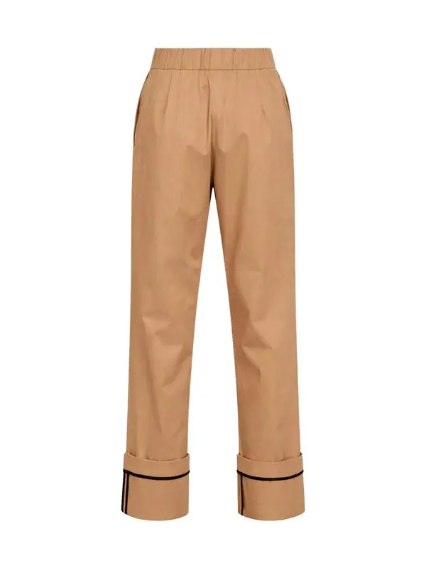 Herno Camel Cotton Gabardine Trousers With Turn-up Hems - Multicolor