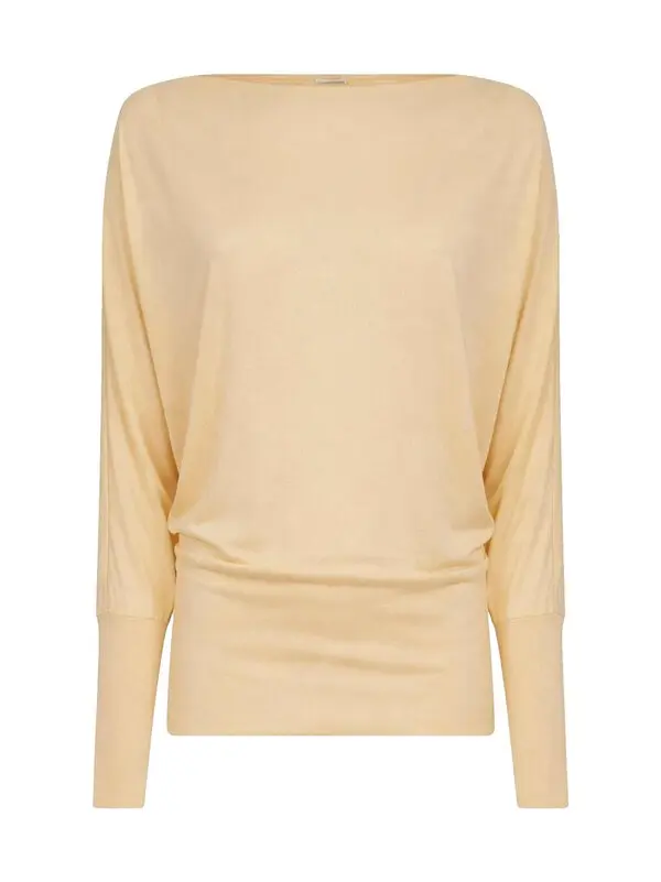 TOTEME Champagne Sheer Crepe Viscose Boatneck Top - Multicolor