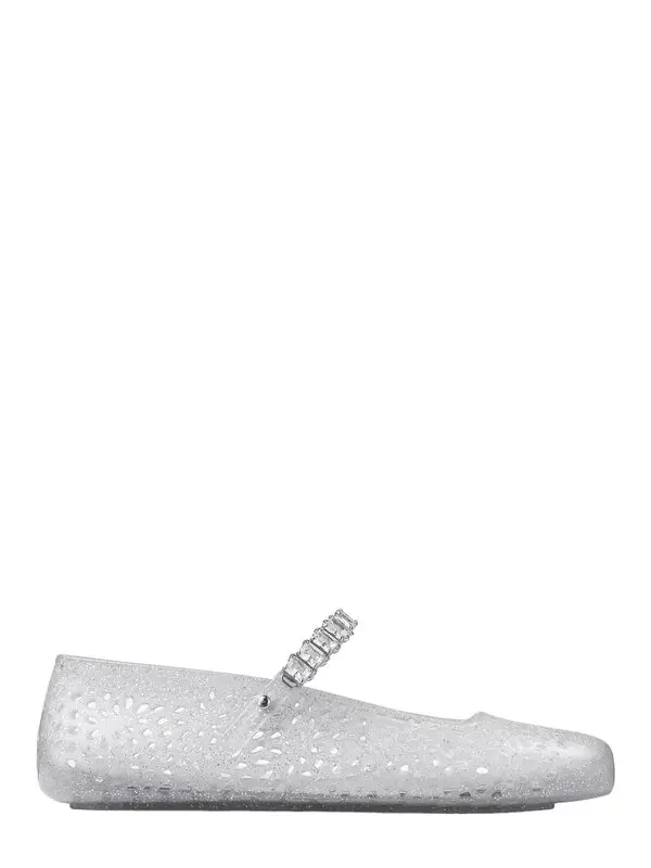JIMMY CHOO Crystal Embellished Jelly Ballerina Flats - Silver