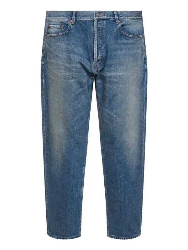 Saint Laurent Blue Cotton Denim Mick Long Jeans - Multicolor