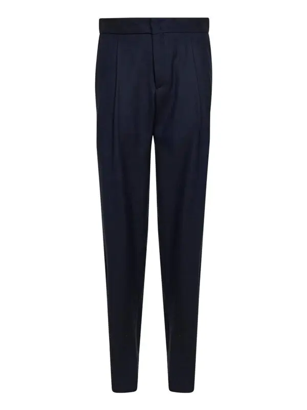 Giorgio Armani Blue Chevron Wool And Cashmere Trousers - Multicolor