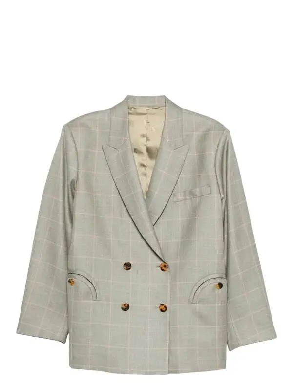 BLAZÉ MILANO Check Pattern Double-breasted Blazer - Gray