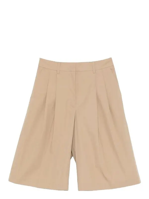 YVES SALOMON Pleated Knee-length Shorts - Cream