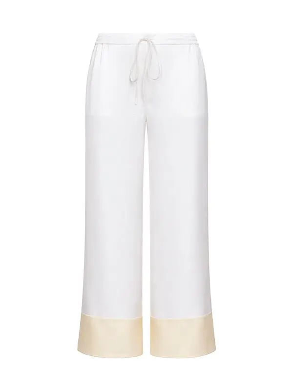 TOTEME White Satin Drawstring Pajama-style Trousers - Multicolor