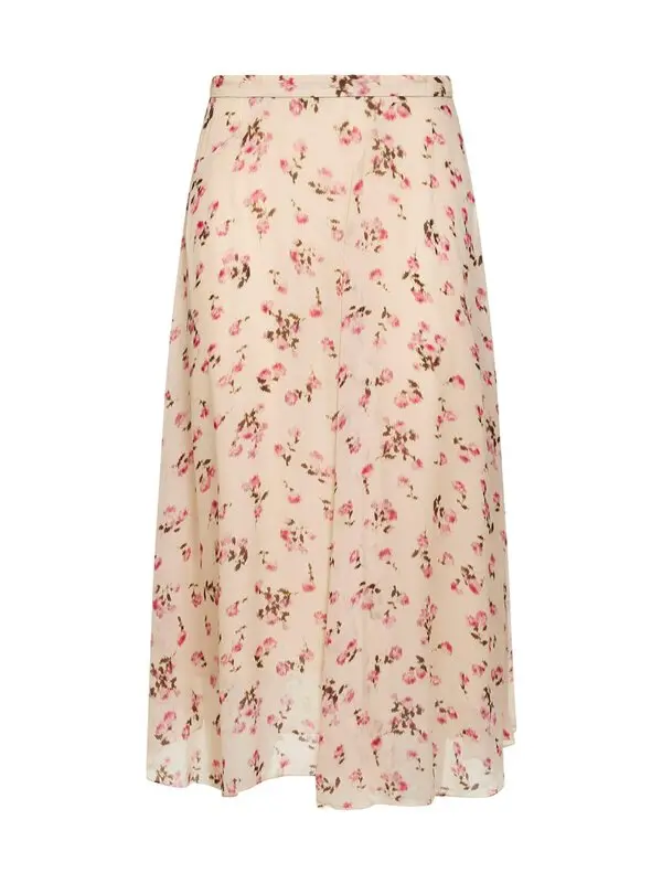 Isabel Marant Étoile Marant Beige Printed Muslin Lycia Asymmetric Skirt - Multicolor
