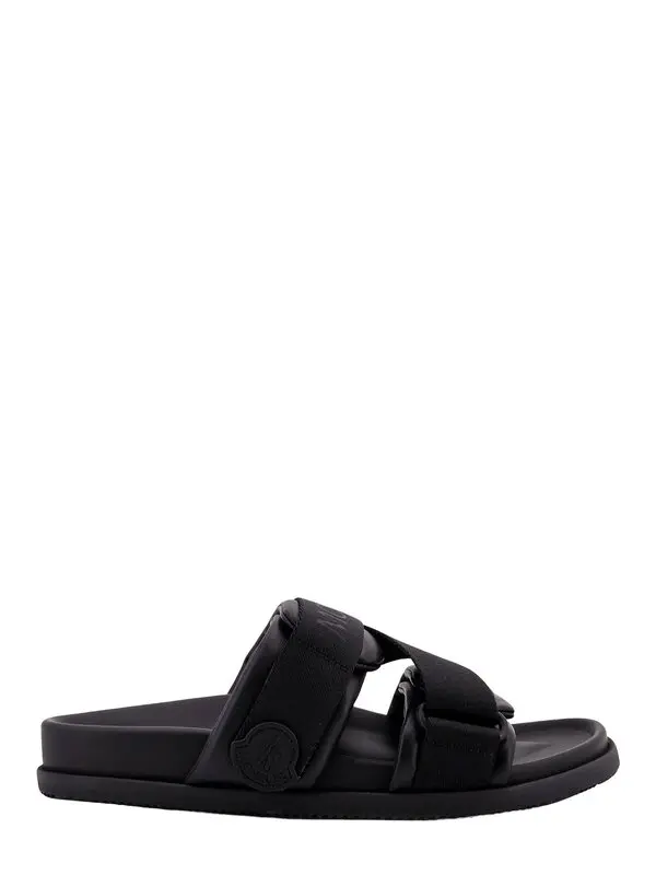 Moncler Mon Summer Leather Sandals With Nylon Details - Multicolor
