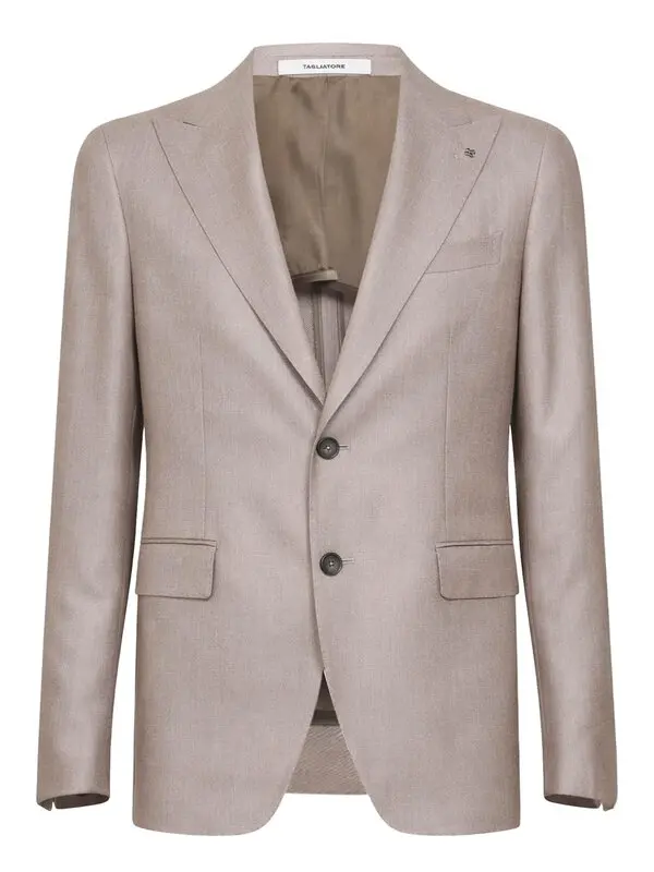 Tagliatore Dove Grey Wool And Silk And Linen Blend Vesuvio Single-breasted Blazer - Multicolor