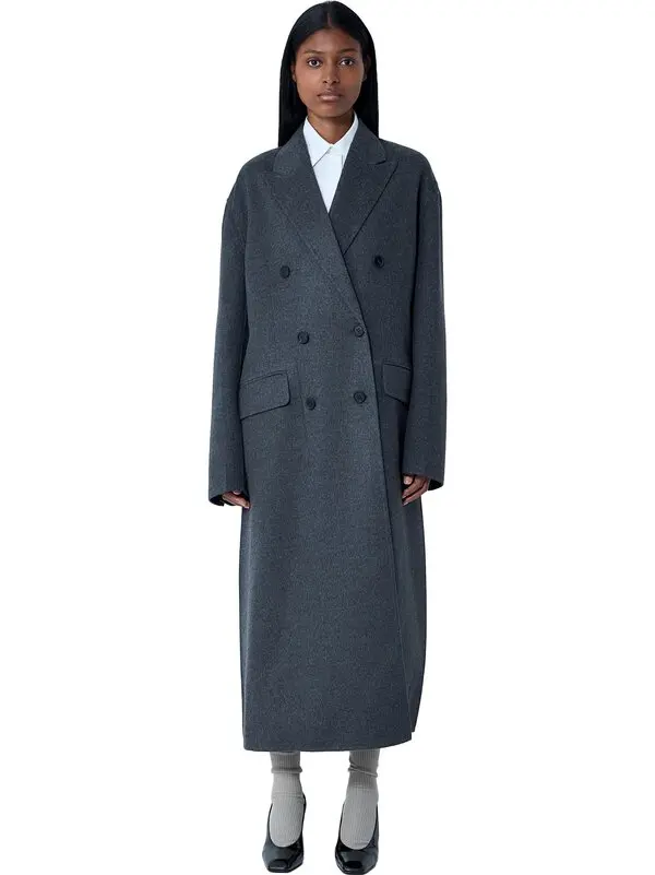 Prada Long Wool-blend Coat - Gray
