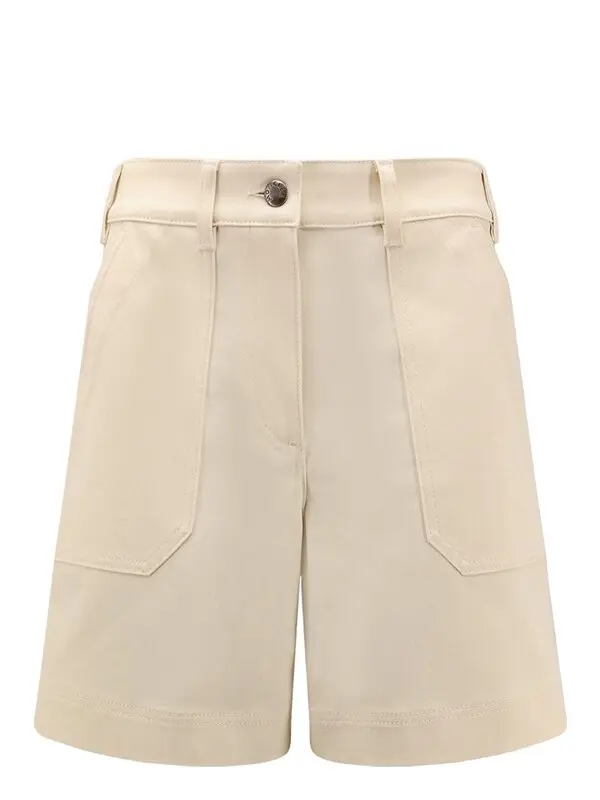 Moncler Stretch Cotton Shorts - Cream