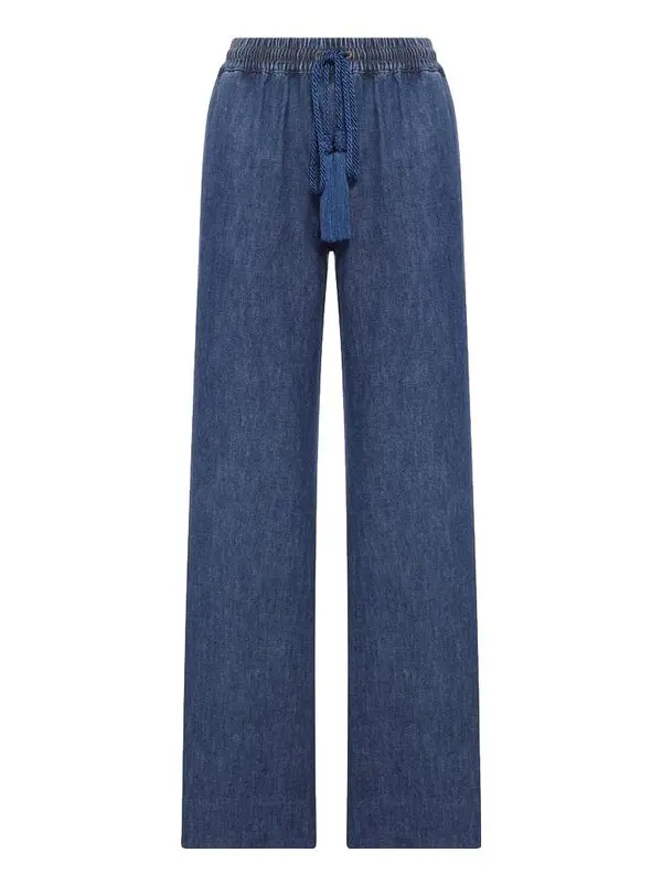 Valentino Garavani Wide Leg Chambray Pants - Multicolor