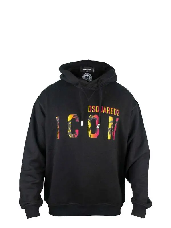Dsquared2 Icon Logo Palm Graphic Hoodie - Black