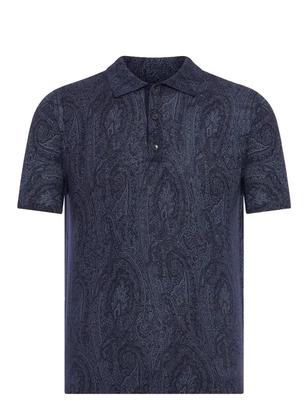 Etro Cotton Blend Polo Shirt With Floral Paisley Pattern - Multicolor