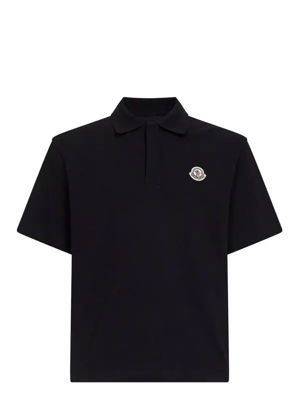 Moncler Black Cotton Pique Logo Polo Shirt - Multicolor