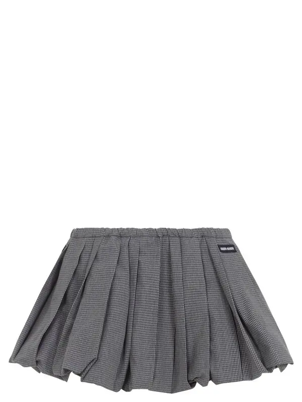 Miu Miu Plissé Check Mini Skirt - Gray