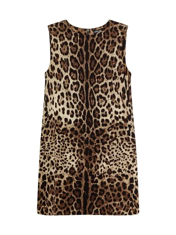 Dolce & Gabbana Stretch Silk Dress With Leopard Print - Multicolor