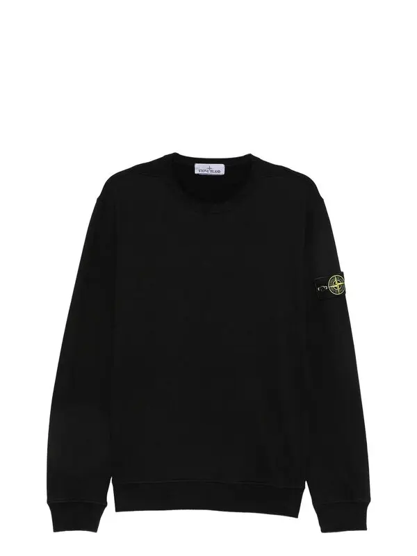 Stone Island Cotton Jersey Crew Neck Sweatshirt - Black