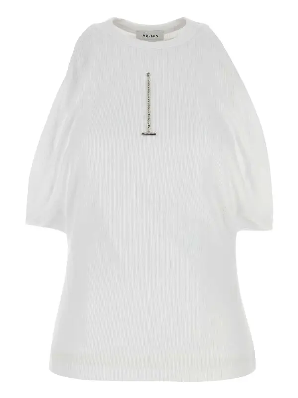 Alexander McQueen Stretch Cotton Top - White