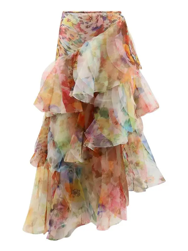 Zimmermann Luna Fanned Maxi Skirt - Multicolor