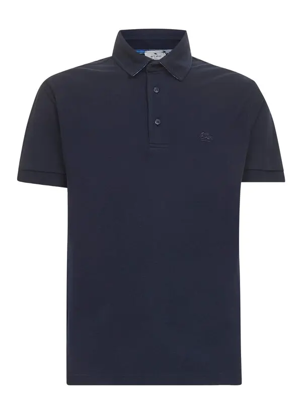 Etro Blue Cotton Piquet Polo Shirt - Multicolor