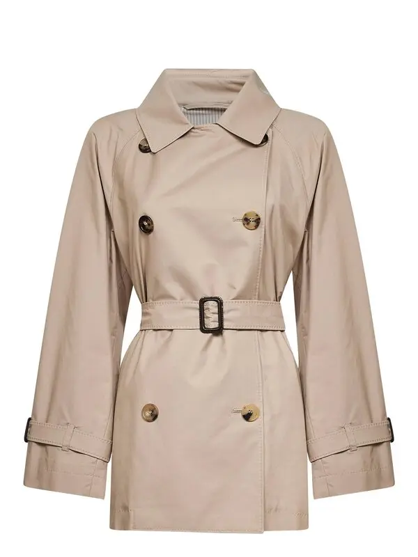 Max Mara Sand Mtccalle Short Double-breasted Trench Coat - Multicolor