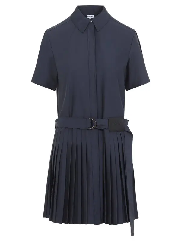 Loewe Pleated Shirt Dress - Blue