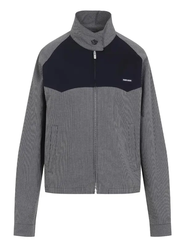 Miu Miu Cotton Gingham Blouson - Gray