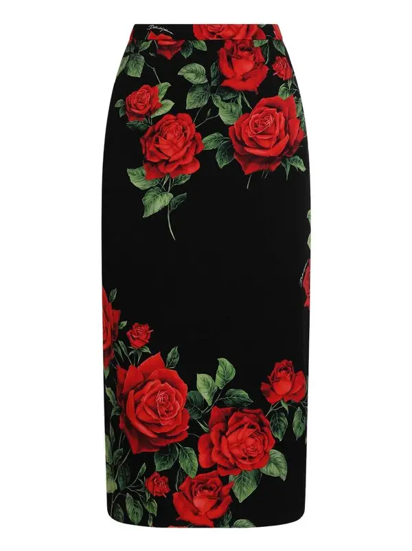 Dolce & Gabbana Stretch Silk Midi Skirt - Multicolor