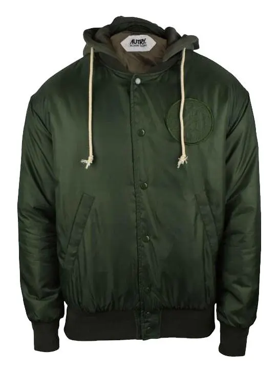 AUTRY Nylon Hooded Bomber Jacket - Green