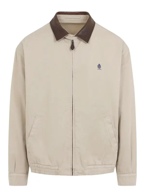 Prada Cotton Hybrid Leather-collar Jacket - Multicolor