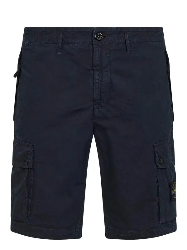 Stone Island Blue Organic Cotton Twill Cargo Bermuda Shorts - Multicolor