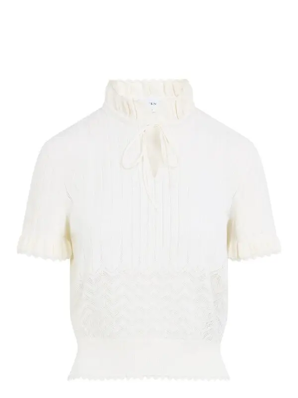 Alexander McQueen Pointelle Knit Lace Top - Multicolor